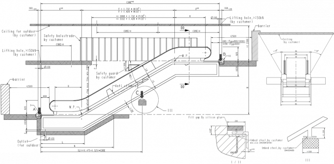 Width 1000 Moving Walk Escalator OEM Shopping Mall Escalator With ...