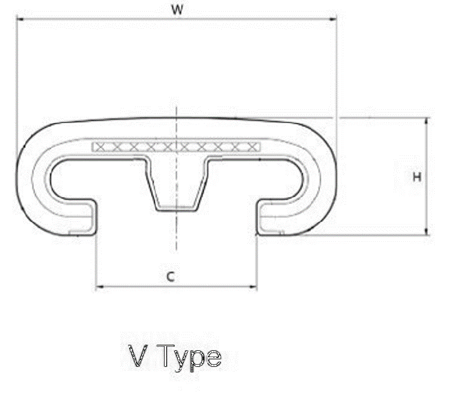 Escalator handrail, black color, rubber(SBR), V type, polyester fibe ...